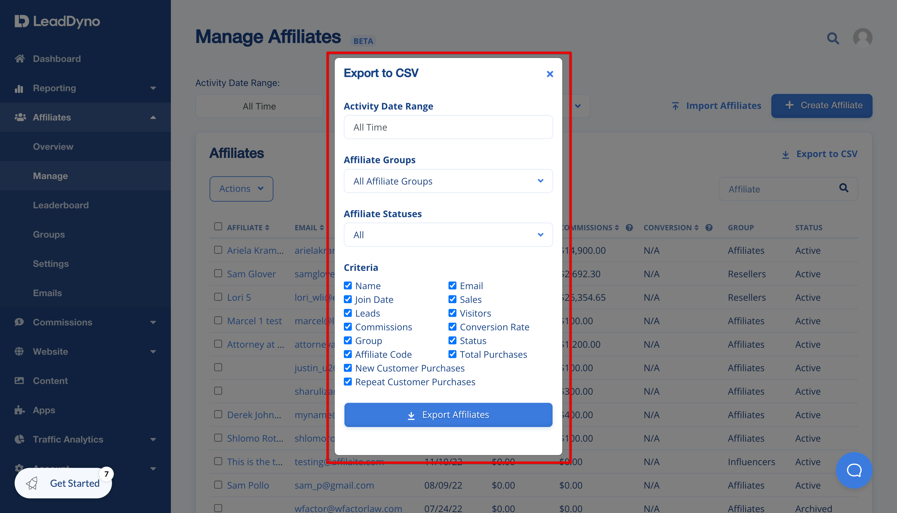 Manage Affiliates – LeadDyno